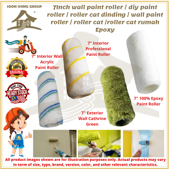 7" Paint Roller DIY Paint Roller Cat Dinding Roller Cat Rumah Epoxy ...