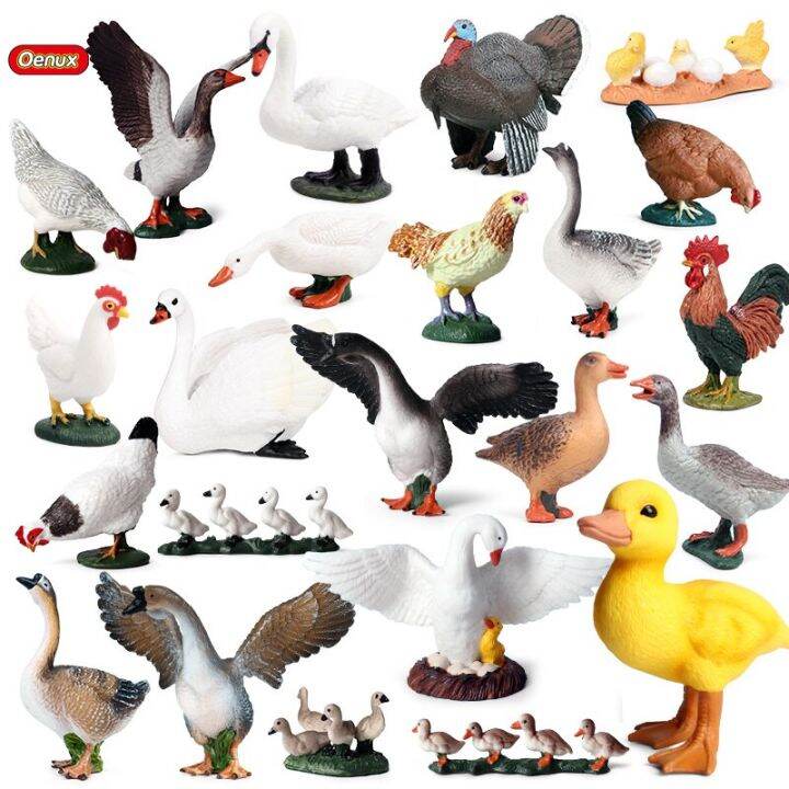 Oenux Simulation Cute Poultry Farm Animals Model Duck Goose Swan Hen ...