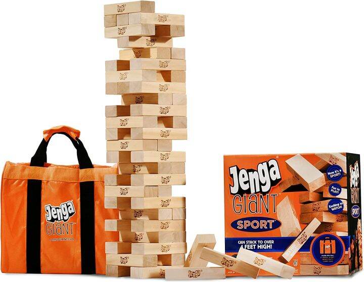 Jenga GIANT Sport Stacks to Over 4 Feet Tall Precision-Crafted, Premium ...