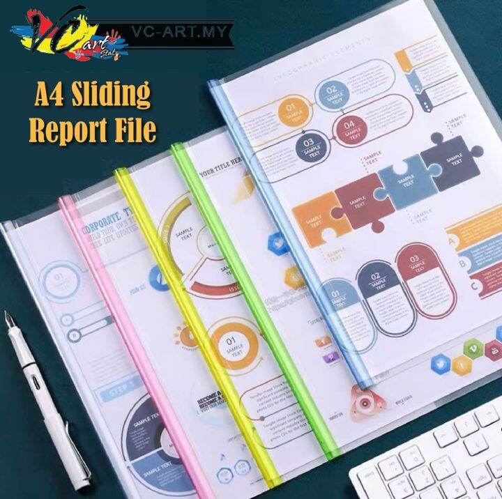 VC Art A4 Sliding Report File Folder 0.14mm 70 sheets Paper Slide Grip Report Cover Document ...