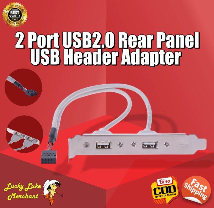 USB Header 2 Port Rear Panel Expansion Bracket to Motherboard Adapter ...