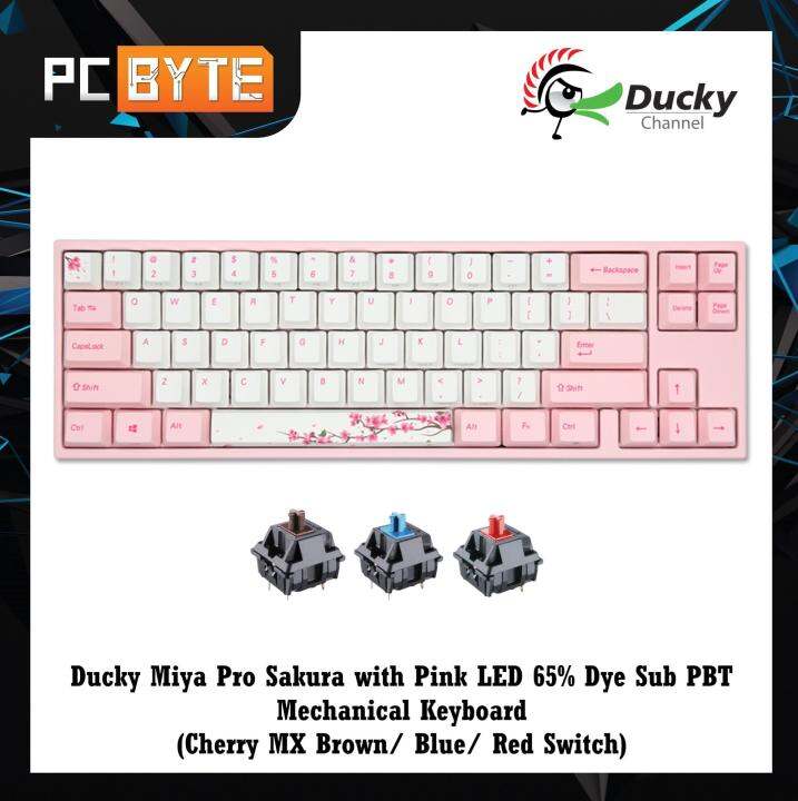 Ducky Miya Pro Sakura with Pink LED 65% Dye Sub PBT Mechanical Keyboard ...