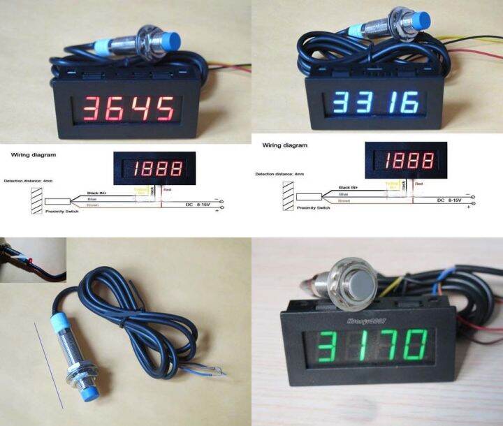 Digital LED Punch Tachometer RPM Speed Meter 9999 RPM speedometer ...