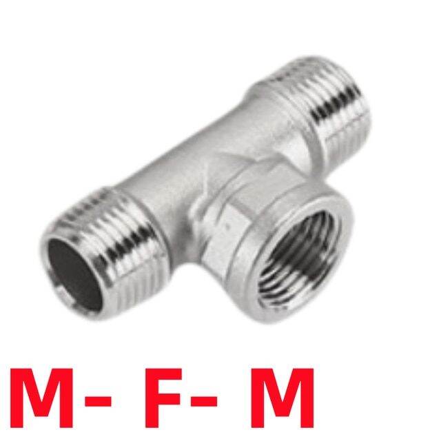 Male Female Threaded 3 Way Tee T Pipe Fitting 1/4"1/2"3/8" 3/4" 1 BSP Thread Unite 304 Stainless ...
