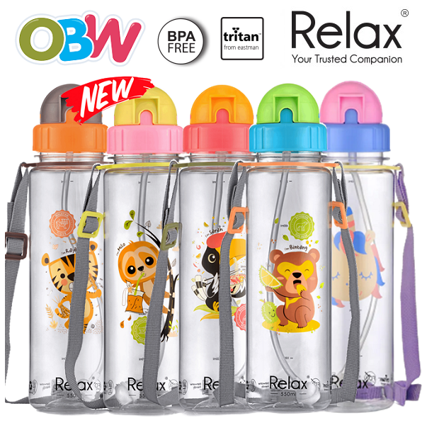 Relax 550ml Tritan Kids Water Bottle | 儿童水瓶 | Botol Air Kanak-kanak | D7655 Straw Bottle | Lazada
