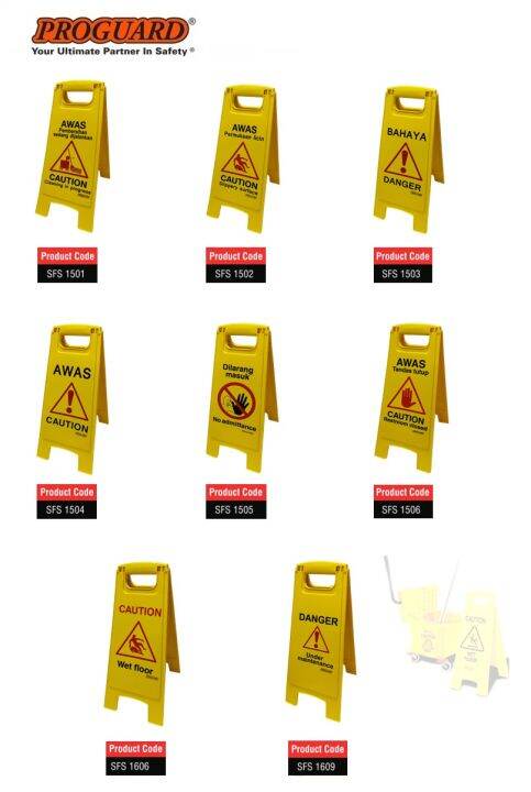 Proguard Folded Yellow Hazard Warning Safety Floor Sign Papan Bahaya ...