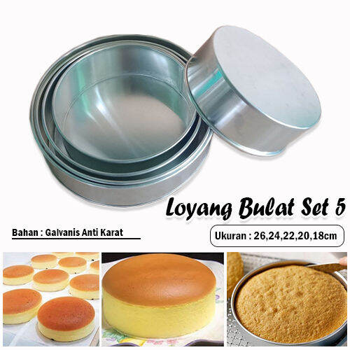 Loyang Kue Bolu Bulat Set 5 Galvanis Cetakan Kue Susun 5 Ukuran Berbeda ...
