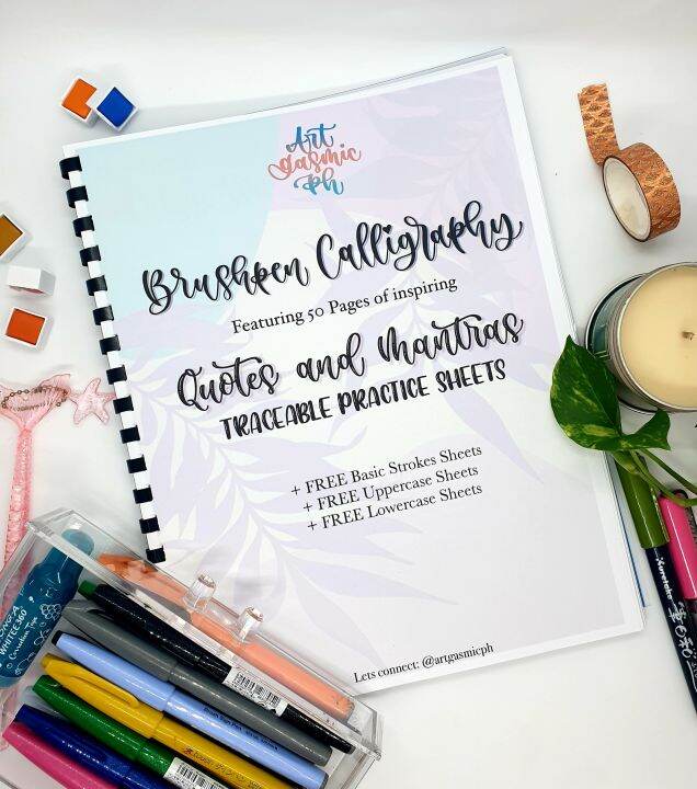 Brushpen Calligraphy Traceable Practice Guide Sheets Featuring 50 Pages ...