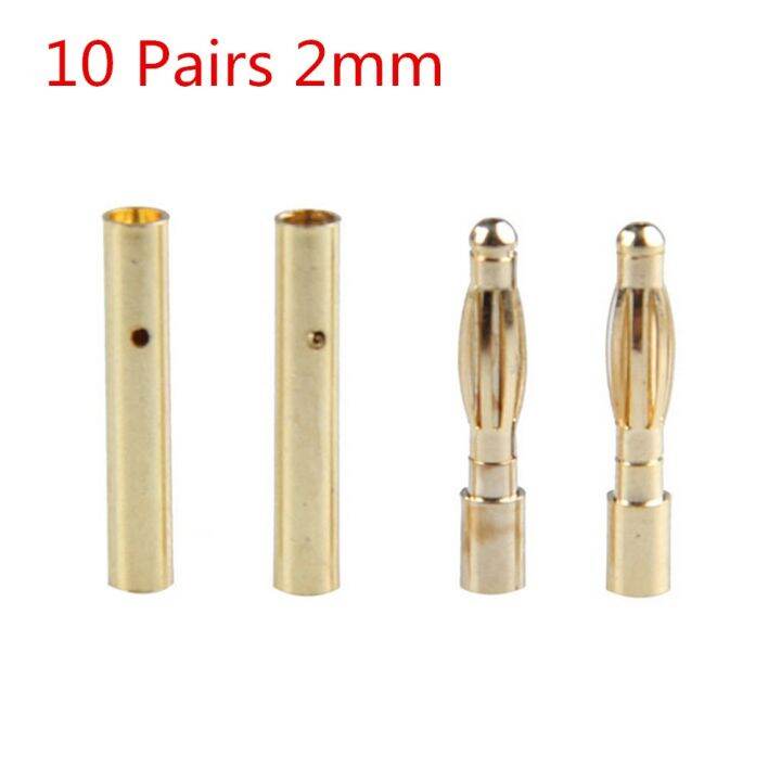 10 Pairs 2mm Banana Plug Gold Plated Copper Brushless Motor Bullet ...