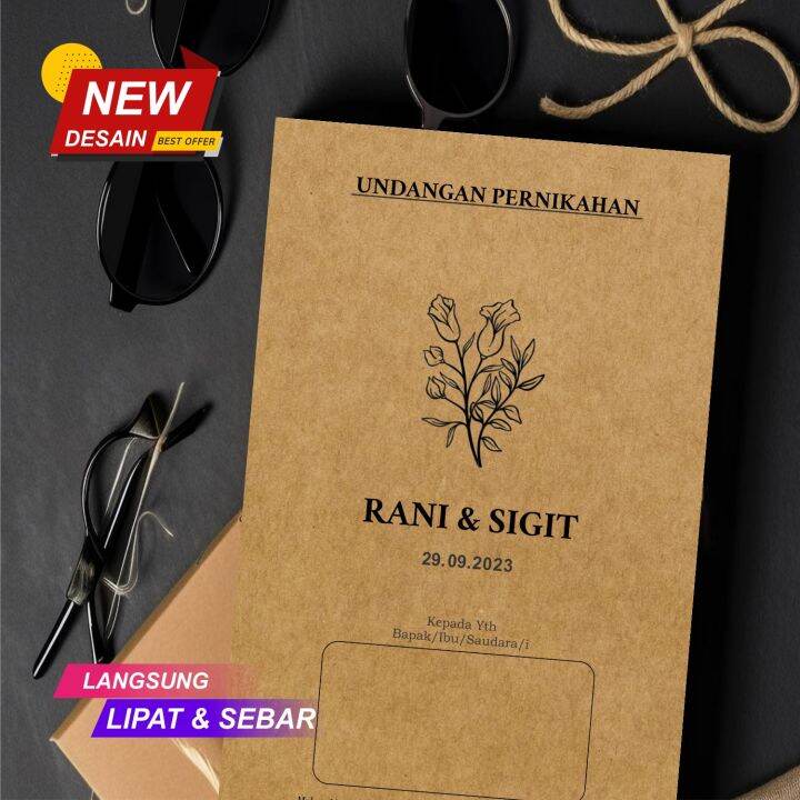 [100 pcs] Undangan Pernikahan. Unik. Elegan. Minimalis, Tema Rustic ...