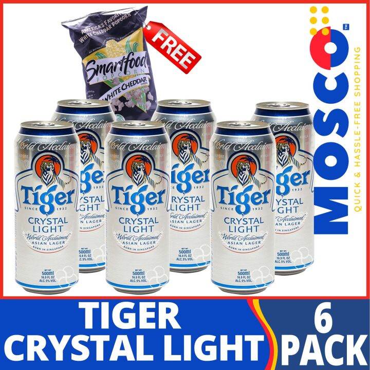 Tiger Crystal Light Beer 500mL FREE Smartfood White Cheddar Cheese ...
