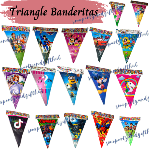 Character Party Flags Triangle Banderitas | Banderitas Birthday Party ...