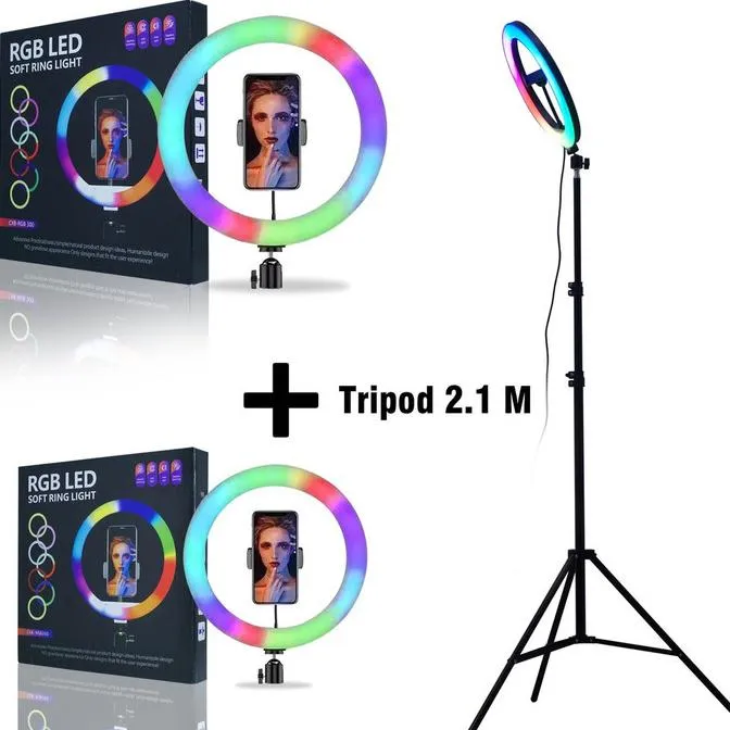 PAKET KOMPLIT LAMPU RING LIGHT PLUS TRIPOD - SATU SET RING LIGHT 26 CM | Lazada Indonesia