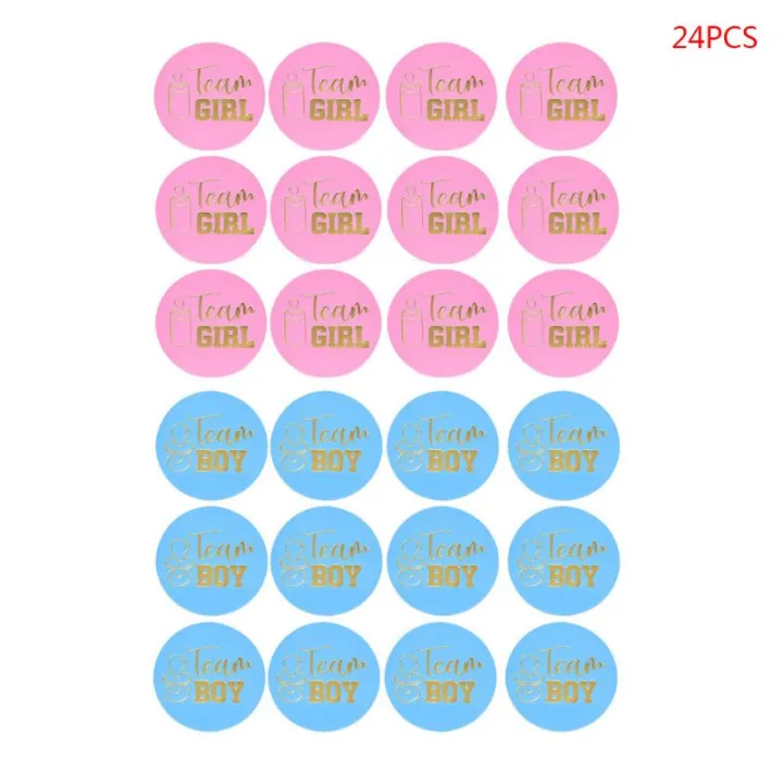 24Pcs Gender Reveal Stickers Team Boy Team Girl Labels for Party ...