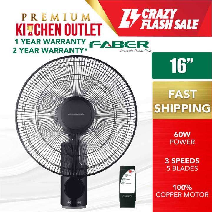 Faber 16 Inch 5 Blades Wall Fan FWF VENTO GEN 2 1635R w Display Panel ...