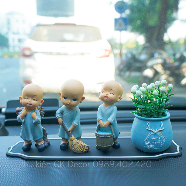Bộ Decor Trang Trí Taplo Ô Tô Nhà Sư Vui Nhộn , Phụ Kiện Xe Hơi Sáng ...