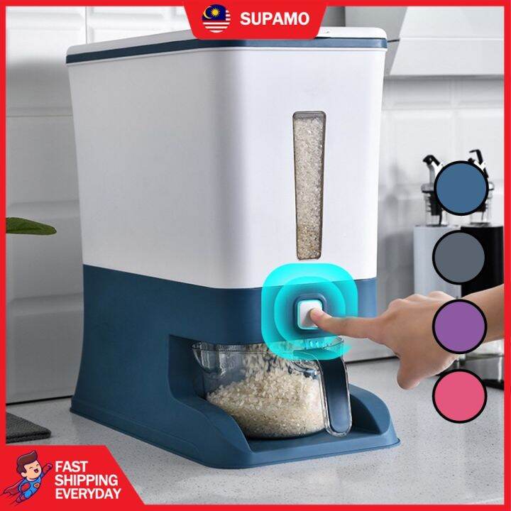 SUPAMO 12KG Automatic Rice Dispenser With Rising Cup Bekas Beras Viral ...