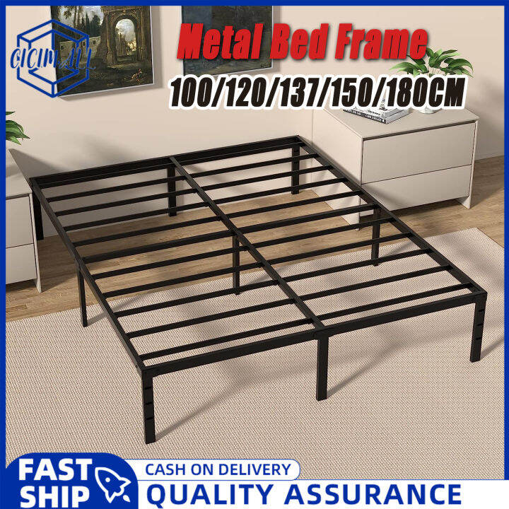 No head Metal bed frame 70in Queen bed Double bed Simple Iron Bed Frame ...