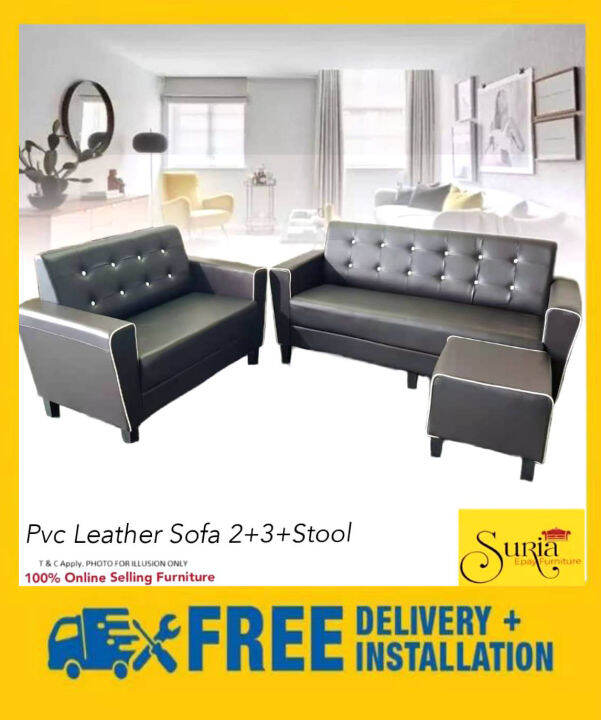 PVC Sofa 2+3 seaters+ stool / Sofa PVC 2+3+bangku | Lazada