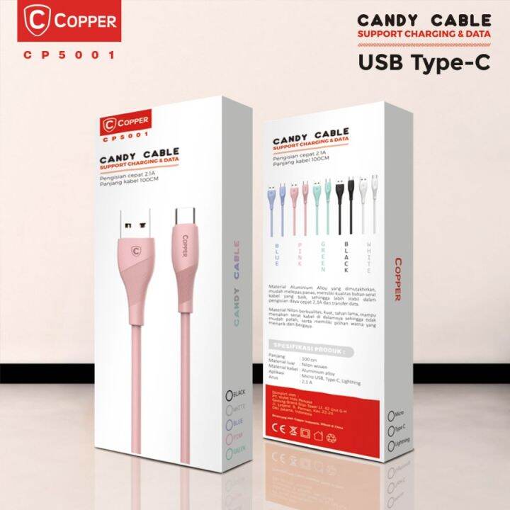 COPPER Kabel Data Candy CP5001 | Quick Charging - Type C | Lazada Indonesia