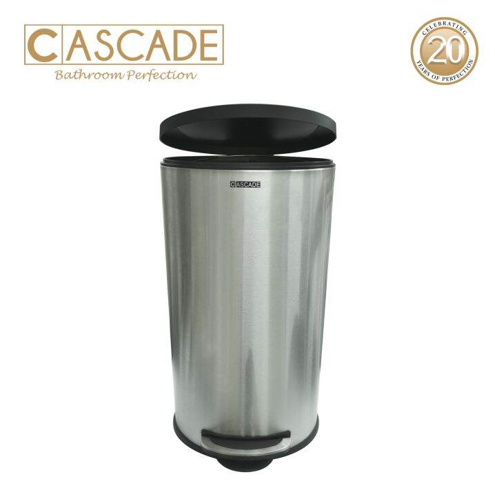 Cascade 30 Liter Stainless Steel Oval Step Bin Outer: L 34 cm x W 32 cm ...