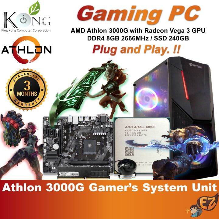 [Used][Gaming System Unit] AMD Athlon 3000G 3.5GHZ/Gigabyte A320M-s2h ...