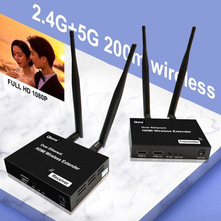 100m 200M Wireless HDMI Extender 5GHz Wifi Audio Video Transceiver ...