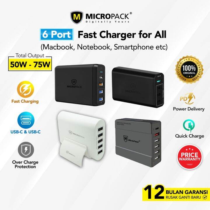 Micropack Multi USB Charger 4-6 Ports Quick Charge & Fast Charge 50-70 Watt | Lazada Indonesia