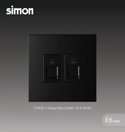 Simon E6 Series 2 Gang Data Outlet Cat 6 (RJ45)- Black Color | Lazada