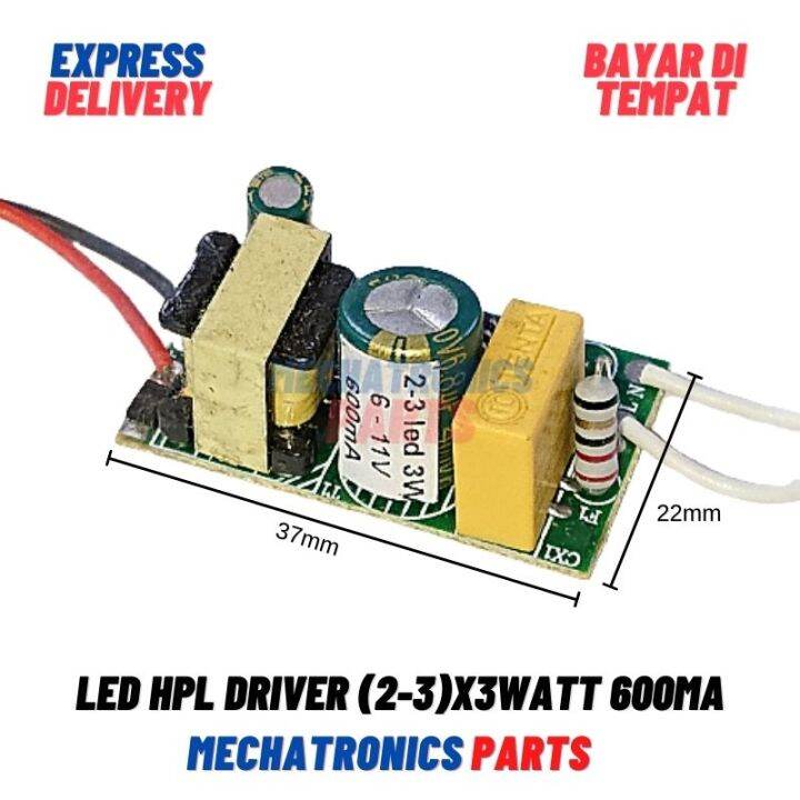 LED HPL Driver (2-3)x3Watt 600mA HPL 6V-9V AC-DC Tanpa Casing | Lazada ...
