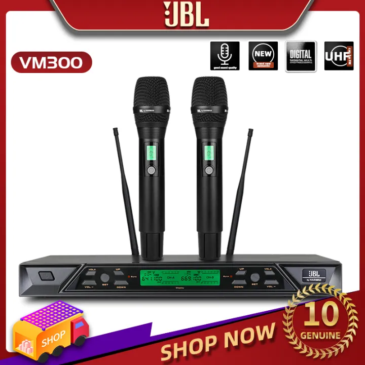 JBLไมโครโฟน VM-300 ไมค์ลอยไร้สาย UHF ความถี่ในการสลับด้วยปุ่มเดียว เสา ...