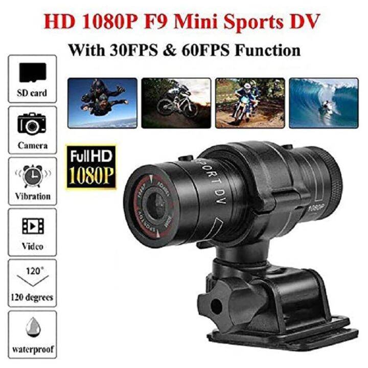 F9 Mini Sports Camera 1080P Outdoor Riding Motorcycle Helmet Sports DV ...