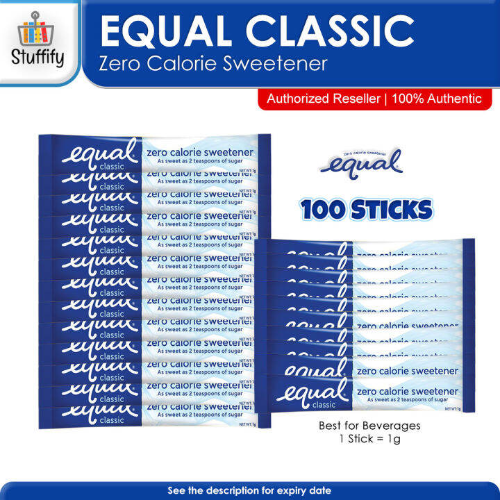 EQUAL CLASSIC (100 Sticks) Zero Calorie Sweetener , Sugar Substitute ...