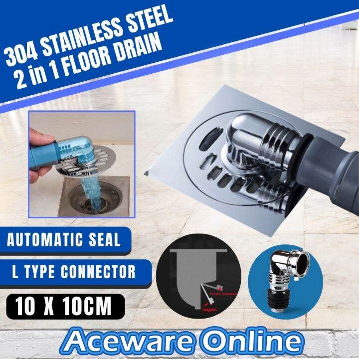 304 Stainless Steel Floor Drain 10Cm X 10Cm Floor Trap Cover Drain ...