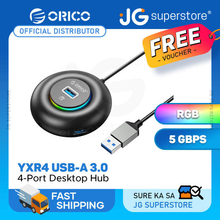ORICO YXR4-U3 (0.3m) RGB 4-Port USB 3.0 USB-A Desktop Hub 10W with 5Gbps Transmission Rate ...