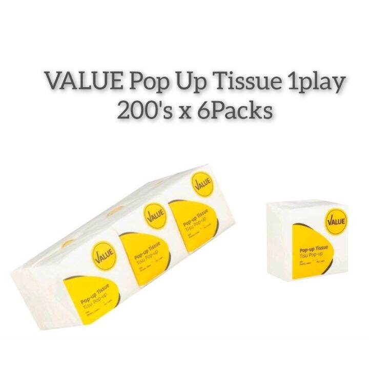 VALUE Pop Up Tissue 1ply 200's x 6Packs | Lazada