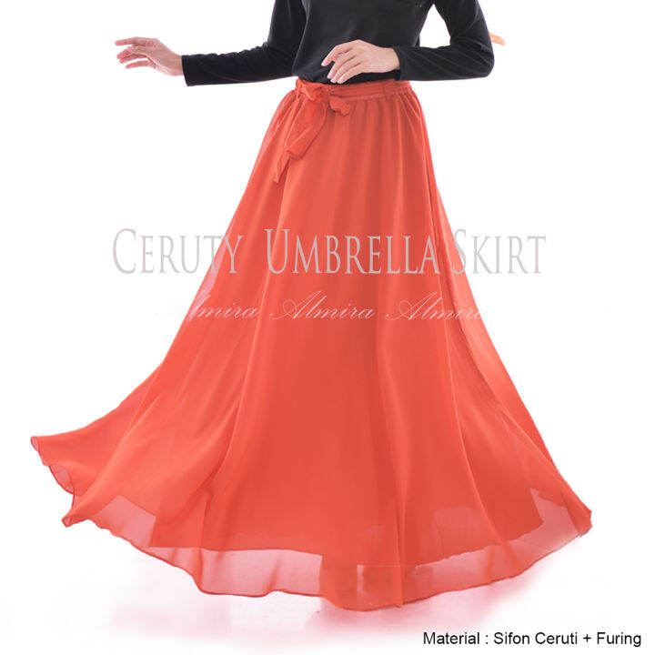 Rok Muslimah Panjang Maxi skirt Sifon Ceruti Umbrella Skirt Rok Payung ...