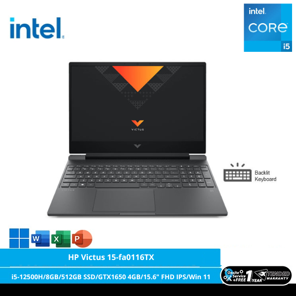 HP Victus 15-fa0116TX [Intel Core i5-12500H/8GB/512GB SSD/GTX1650 4GB/15.6″ FHD IPS/Win 11 Home ...