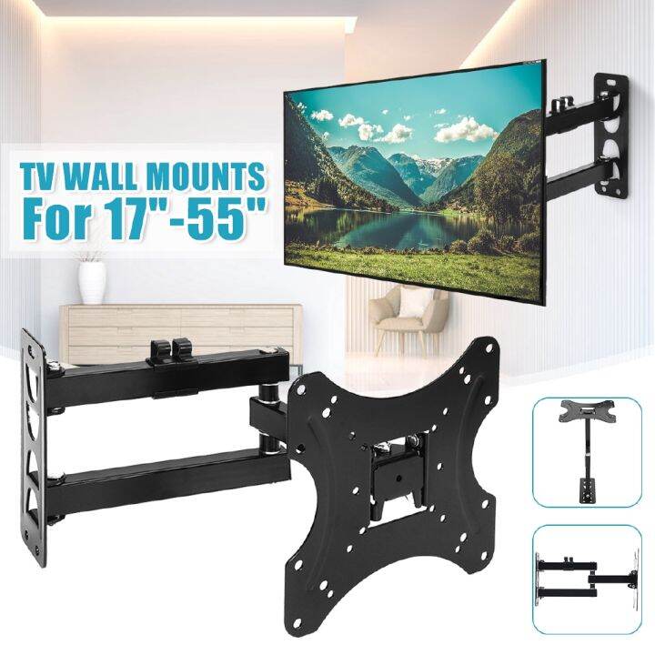 17-55Inch Retractable 180 Degree Dual Arm Full Motion TV Wall Mount ...