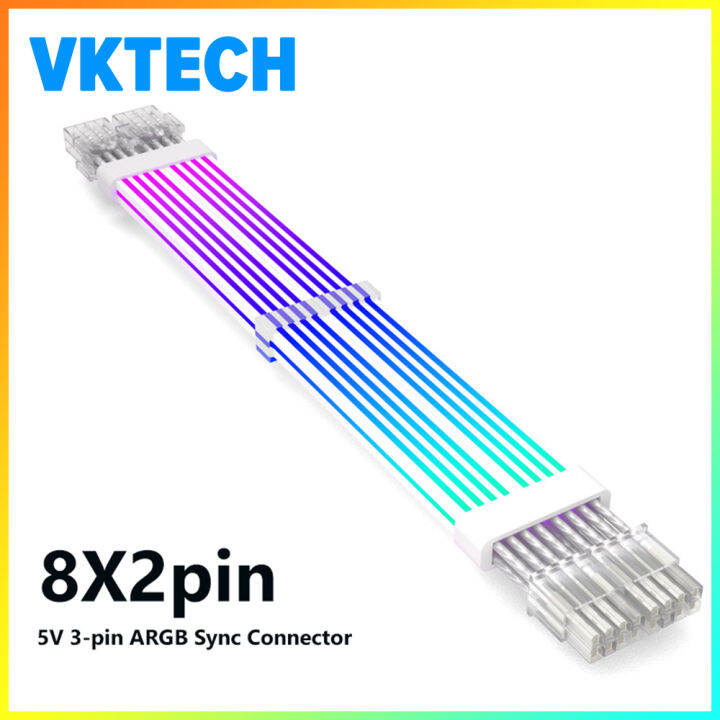 [Vktech] ARGB PSU Extension Cable 12+4Pin Triple Streamer ATX 24Pin ...