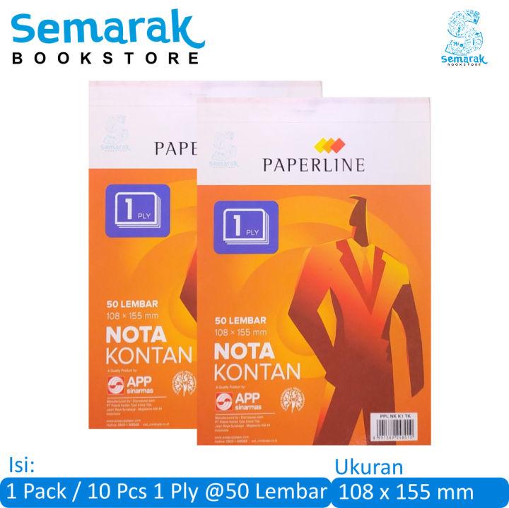 Paperline Nota Kontan Kecil 1 Ply NCR 108x155 mm [1 Pack / 10 Pcs / 50 ...