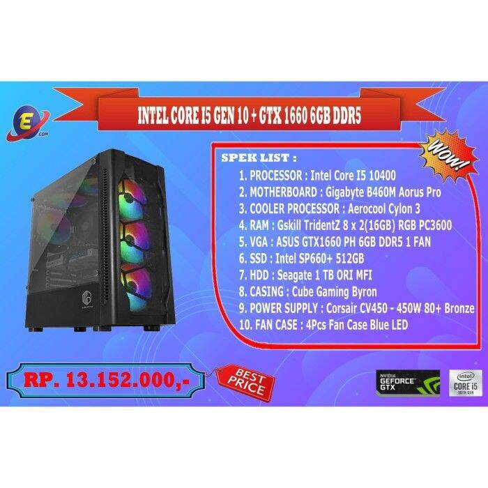 PAKET RAKITAN PC GAMING INTEL CORE I5 GEN 10 HIGH END | Lazada Indonesia