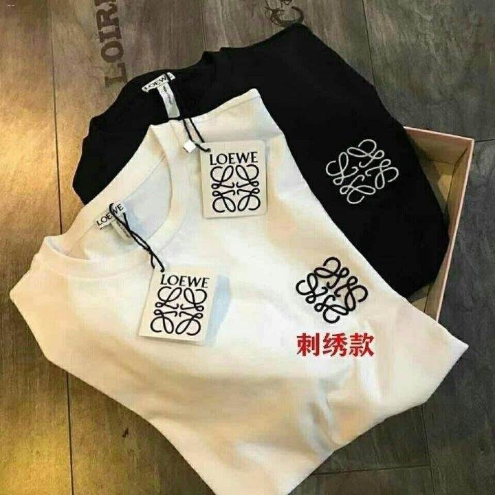 LOEWE Luo Yiwei เสื้อยืดแขนสั้นสำหรับผู้ชายและผู้หญิง,เสื้อปักลายชุดผ้า ...