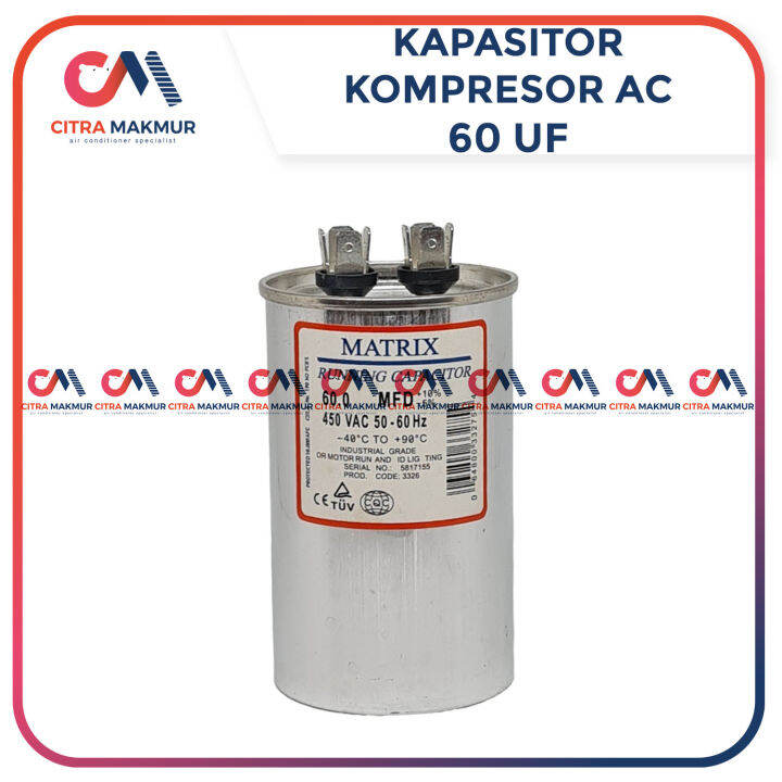 Kapasitor AC 60 uF Capasitor Air Conditioner Kompresor Compresor Tabung ...