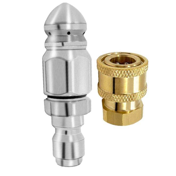 2Pc 5000PSI Sewer Jet Nozzle with Pressure Washer Coupler, Brass ...