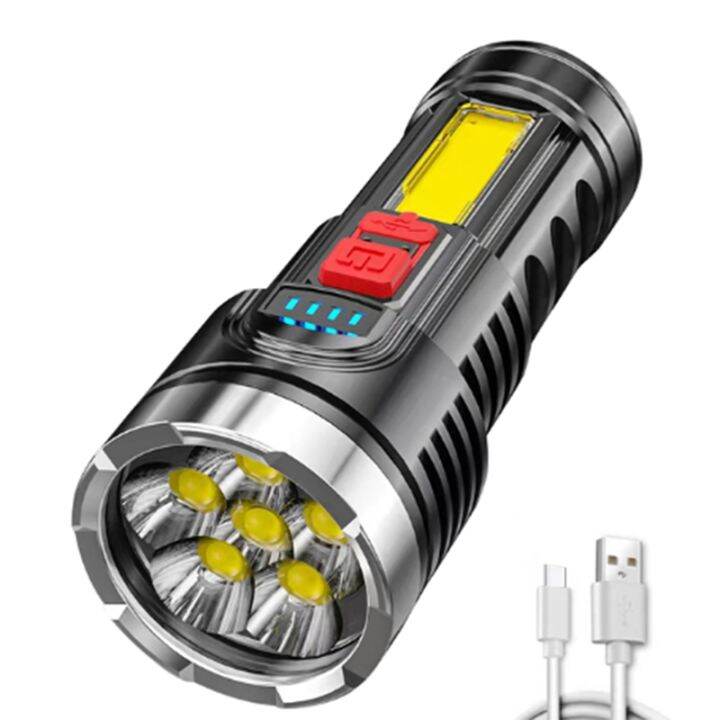 Ultra Powerful LED Torch Light Rechargeable Side Light 6LED Outdoor ...