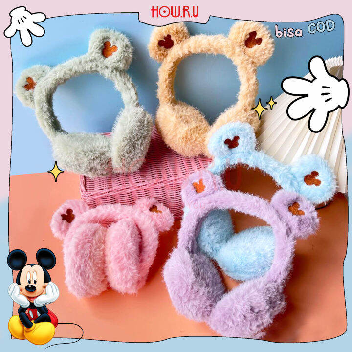 HOW.R.U | Ear Muff Bear Ear Bordir Mickey Lucu / Penutup Telinga Anti ...