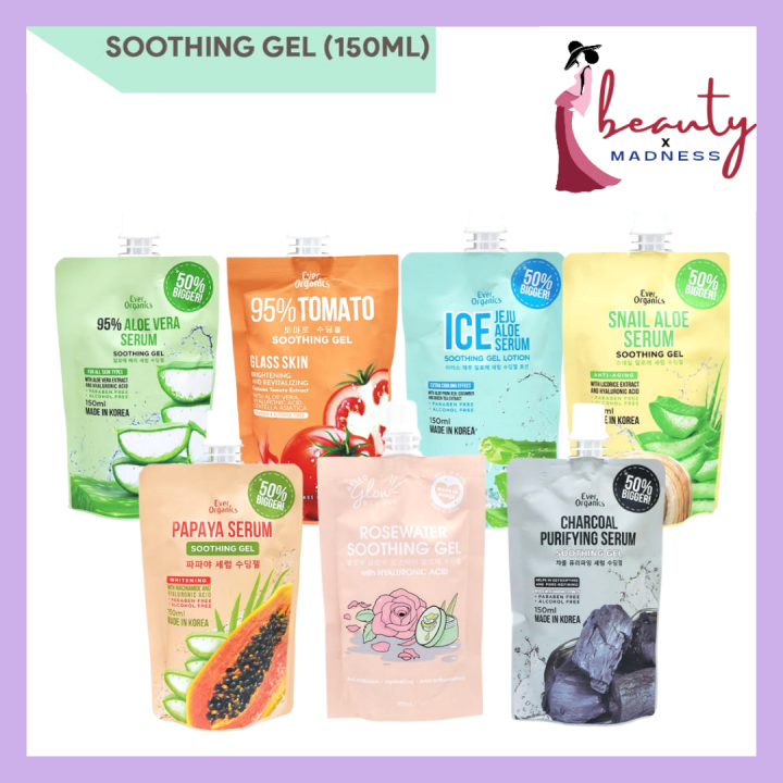 Ever Organics Serum Soothing Gel 150ml [Aloe, Charcoal, Ice Jeju ...