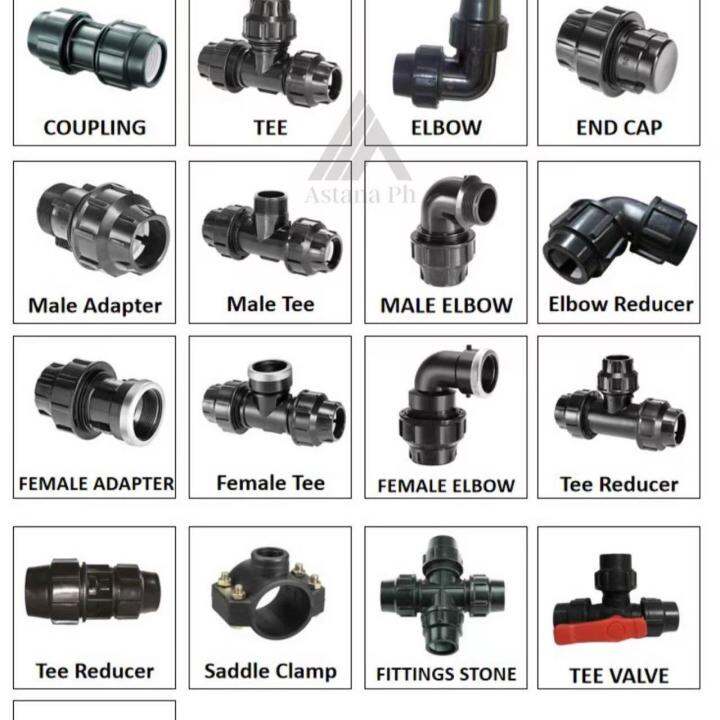 Black VOSCHTECH PE Compression Fittinges (Coupling, tee, elbow, adapter ...