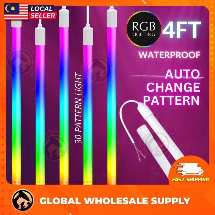RGB T8 LED 4FT IP65 30 Light Pattern in 1 Bulb Weatherproof Multi Color ...